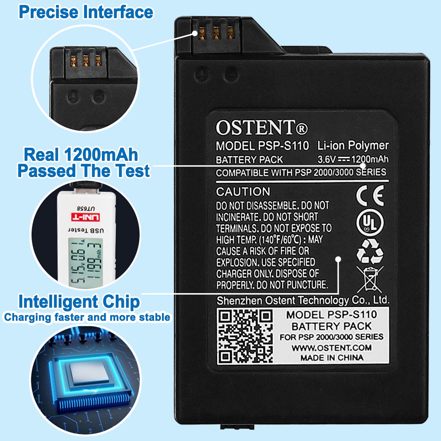 OSTENT Real 1200mAh 3.6V Lithium Ion Rechargeable Battery Pack ...